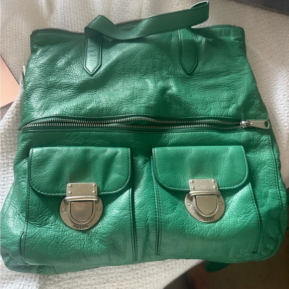 Fossil | Bags | Fossil Emerald Green Leather Backpack | Poshmark